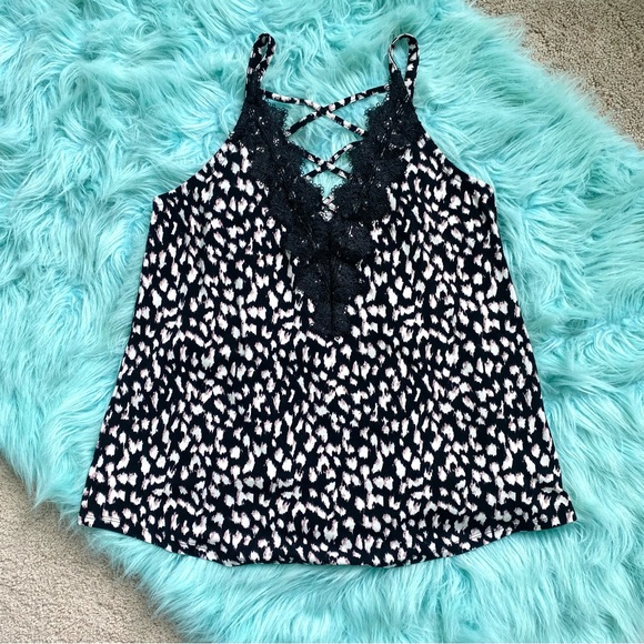 Maurices | Tops | Maurices Black White Pink Animal Print Leopard Lace ...